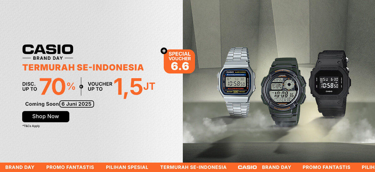 Casio Brand Day - Termurah Se-Indonesia: Diskon Hingga 70% | JAMTANGAN.COM
