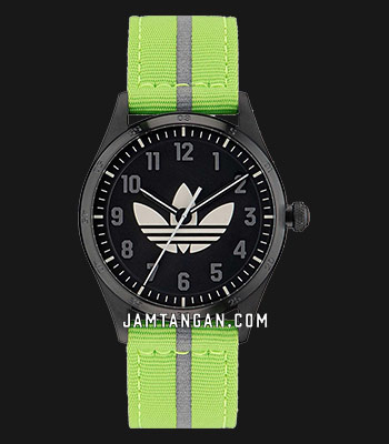 Adidas Code Four AOSY23040 Black Dial Green Fabric Strap | Jamtangan.com