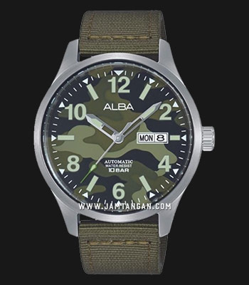 Alba Mechanical AL4267X1 Automatic Men Green Camouflage Dial Green ...