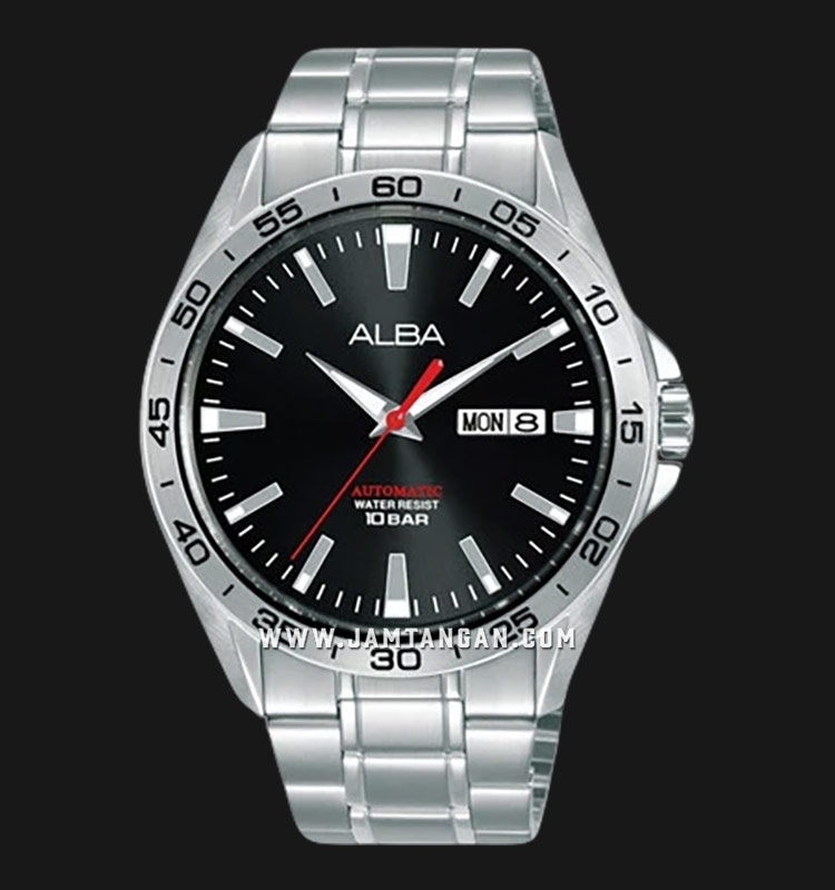 Alba Mechanical AL4301X1 Automatic Men Black Dial Stainless Steel Strap ...