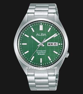 Alba Mechanical AL4319X1 Automatic Men Green Patterned Dial Stainless ...