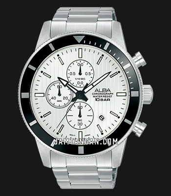 Alba Active AM3959X1 Chronograph Men Silver White Patterned Dial ...