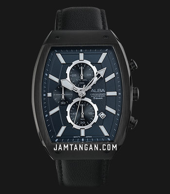 Alba AM3999X1 Men Chronograph Black Dial Black Leather Strap ...