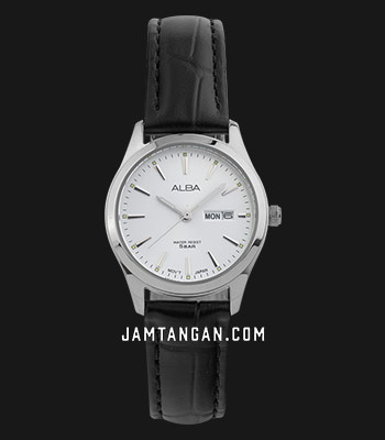Alba AN8089X1 Ladies Silver Dial Black Leather Strap | JAMTANGAN.COM