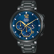 Alba Signa AT3E21X1 Chronograph Men Blue Dial Black Stainless Steel ...