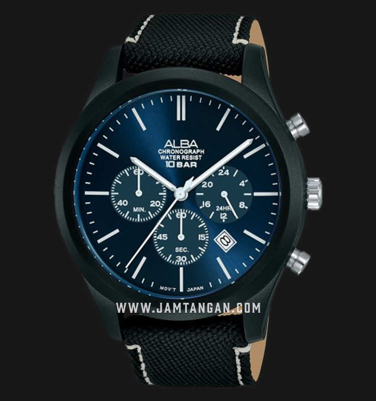 Alba AT3G35X1 Chronograph Men Blue Dial Black Nylon Strap | Jamtangan.com