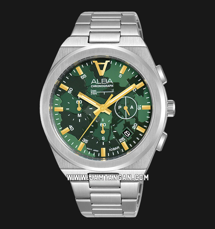 Alba Signa AT3H51X1 Chronograph Green Patterned Dial Stainless Steel ...