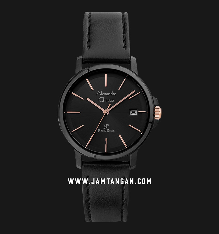 Alexandre Christie Primo Steel Ac 1032 Ld Lipbarg Ladies Black Dial Black Leather Strap
