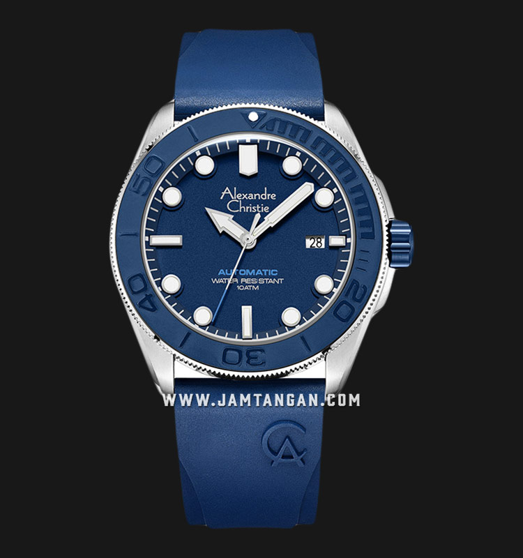 Alexandre Christie Automatic AC 3042 MA RTUBU Man Blue Dial Blue Rubber ...