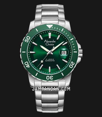 Alexandre Christie AC 6141 MA BSSGN Men Automatic Green Dial Stainless ...