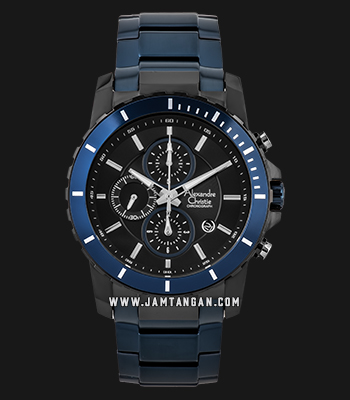 Alexandre Christie Chronograph AC 6141 MC BUBBAAR Black Dial Blue ...