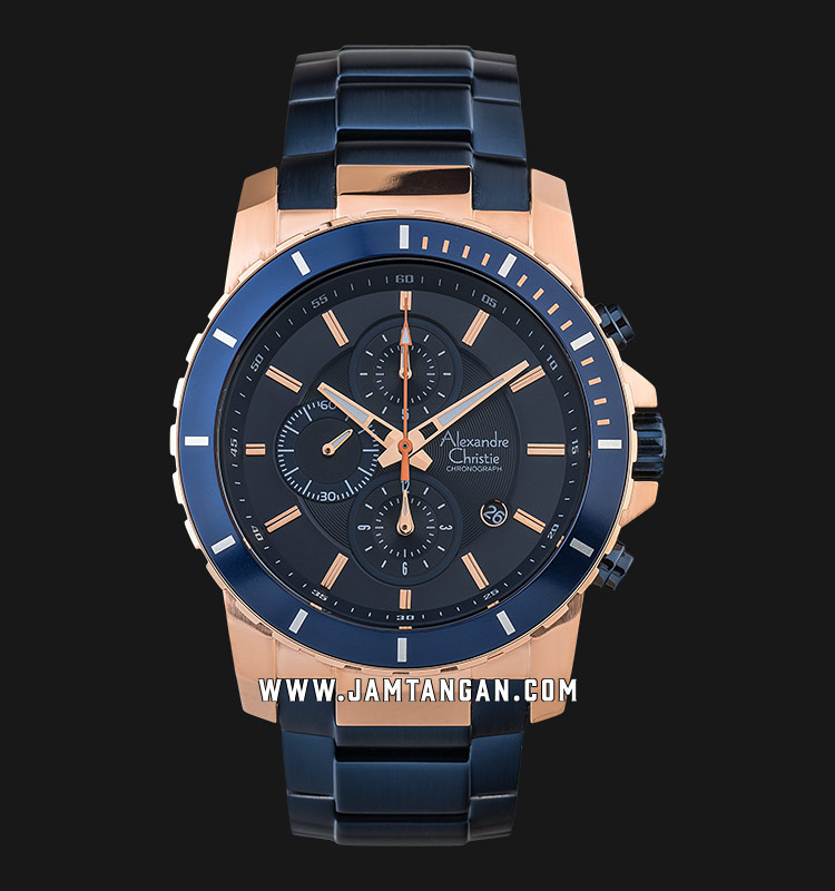 Alexandre Christie Chronograph AC 6141 MC BURBU Men Blue Dial Blue ...