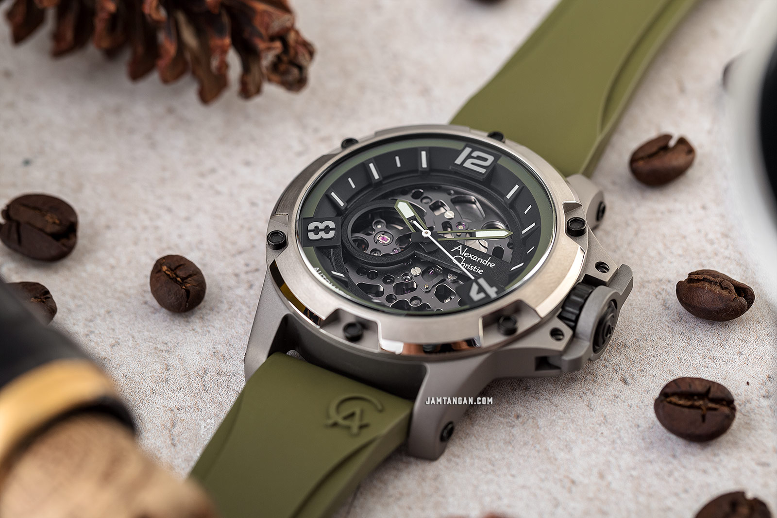 Alexandre Christie Automatic AC 6295 MT RTPBAGN Skeleton Dial Green ...