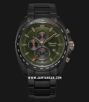 Alexandre Christie Chronograph AC 6652 MC BGBGN Men Green Dial Black ...