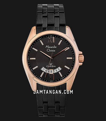 Alexandre Christie Classic Steel AC 8673 MD BBRBA Men Black Dial Black ...