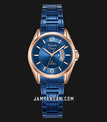 Alexandre Christie Classic Steel AC 8684 LD BURBU Blue Dial Blue ...