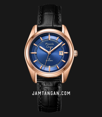 Alexandre Christie Classic Steel AC 8695 LD LRGBU Blue Dial Black ...