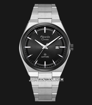 Alexandre Christie AC 8697 MD BTBBA Men Sapphire Black Dial Stainless Steel Strap | JAMTANGAN.COM
