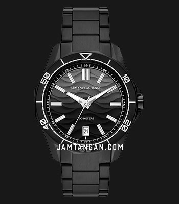 Armani Exchange AX1952 Men Black Wave Inspired Textured Dial Black ...