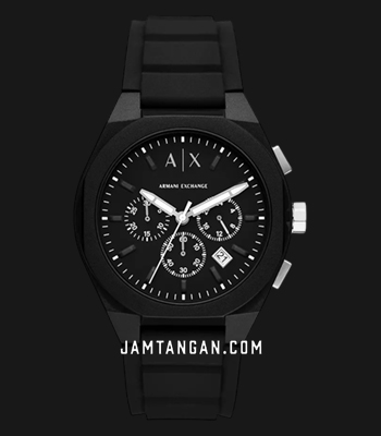 Armani Exchange AX4161 Chronograph Men Black Dial Black Silicone Strap ...