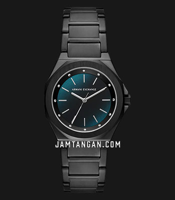 Armani Exchange AX4609 Ladies Green Dial Black Stainless Steel Strap ...