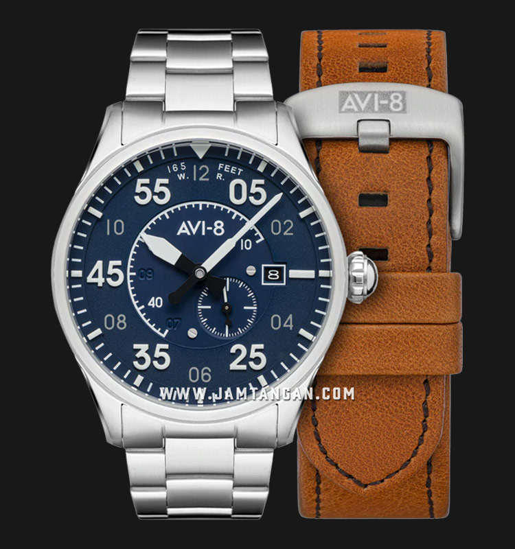 AVI-8 Spitfire AV-4073-11 Type 300 Automatic Blue Dial Stainless Steel ...