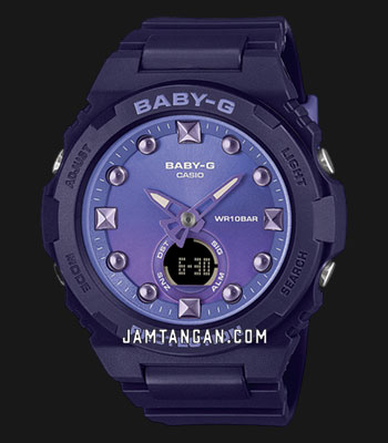 Casio Baby-G BGA-320-2A BGA-320-2AJF Digital Analog Purple Dial Cool Navy Resin Band (JDM ...