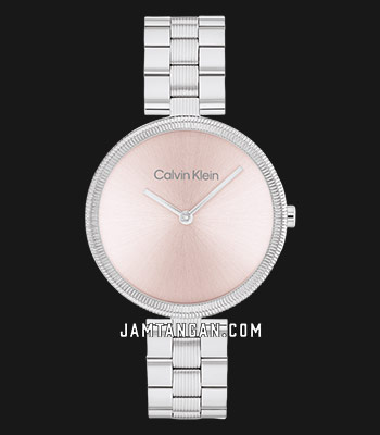 Calvin Klein Minimal 25100015 Ladies Pink Dial Stainless Steel Strap ...