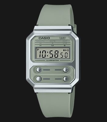 Casio General A100WEF-3ADF Illuminator Vintage Digital Dial Sage Green ...