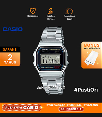 Casio General A158WA-1DF Digital Dial Stainless Steel Band | JAMTANGAN.COM
