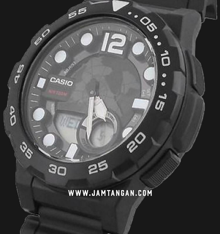 Casio General AEQ-100W-1BVDF Men Digital Analog Display Dial Black ...