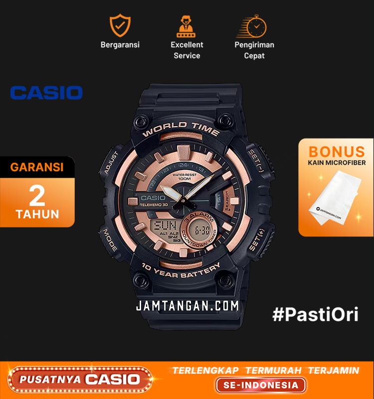 Casio General AEQ-110W-1A3VDF Men Digital Analog Dial Black Resin Strap ...