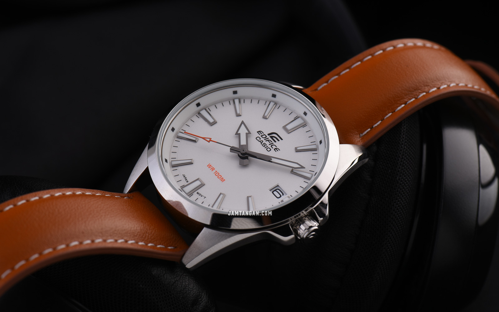 Casio Edifice EFV-100L-7AVUDF Men White Dial Brown Leather Strap ...