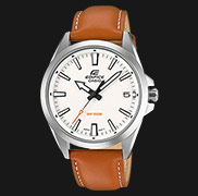 Casio Edifice EFV-100L-7AVUDF Men White Dial Brown Leather Strap ...
