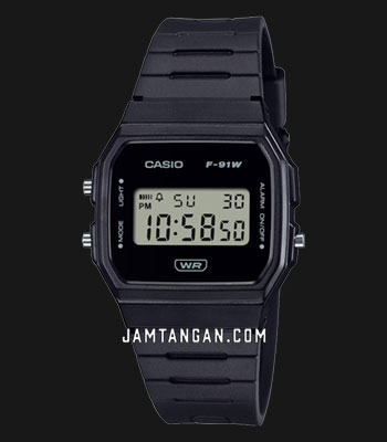Casio General F-91WB-1ADF Digital Dial Black Resin Band | JAMTANGAN.COM