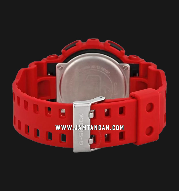 Casio G-Shock GA-100B-4ADR Black Digital Analog Dial Red Resin Band ...