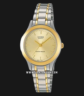 Casio General LTP-1128G-9ARDF Ladies Analog Gold Dial Dual Tone ...