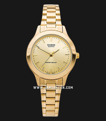 Casio General LTP-1128N-9ARDF Enticer Ladies Gold Dial Gold Stainless ...