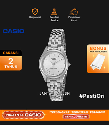Casio LTP-1129A-7ARDF Enticer Ladies Silver Dial Silver Stainless Steel ...