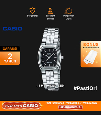 Casio General LTP-1169D-1ARDF Ladies Black Dial Stainless Steel Band ...