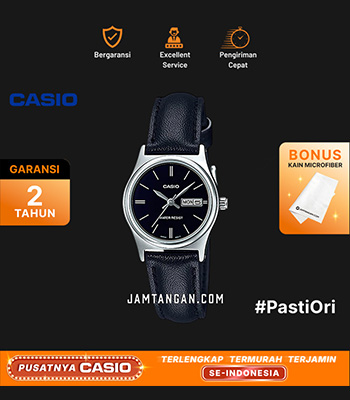 Casio General LTP-V006L-1B2UDF Ladies Black Dial Black Leather Band ...