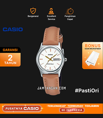 Casio General LTP-V006L-7B2UDF White Dial Brown Leather Band ...
