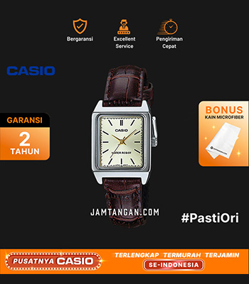 Casio General LTP-V007L-9EUDF Tank Champagne Dial Brown Leather Band ...