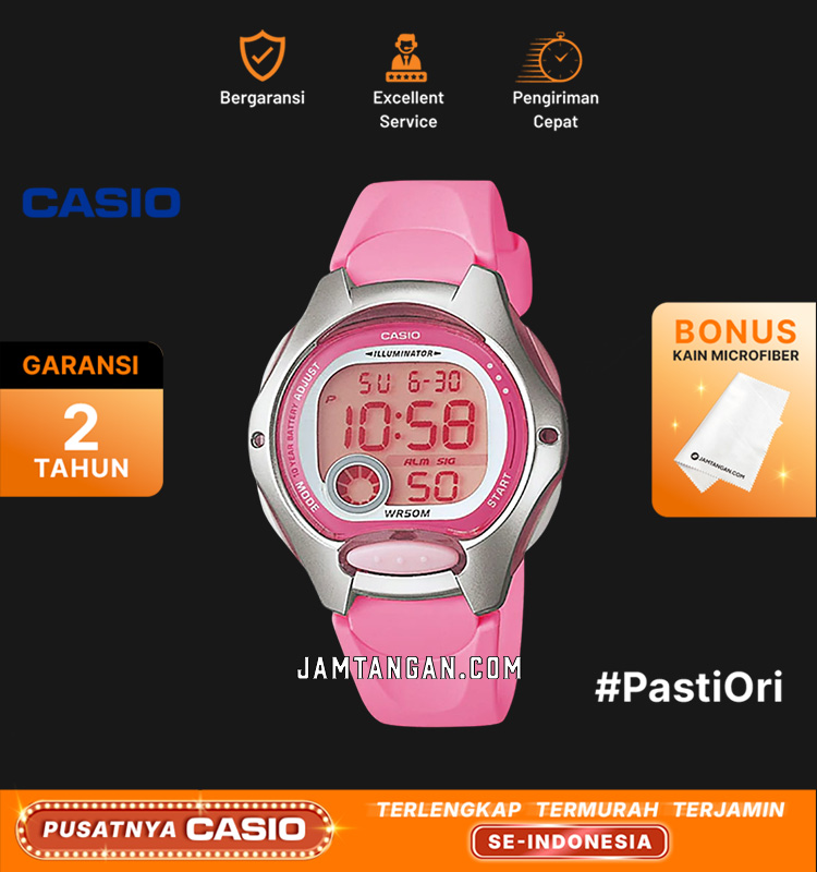 Casio General LW-200-4BVDF Digital Dial Pink Resin Strap | Jamtangan.com