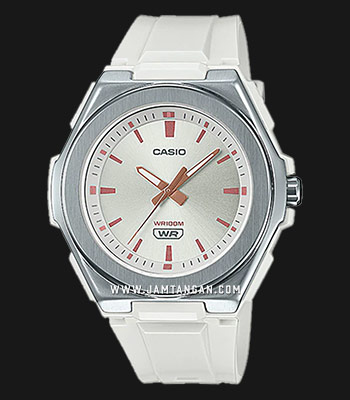 Casio General LWA-300H-7E LWA-300H-7EVDF Silver Dial White Resin Band ...