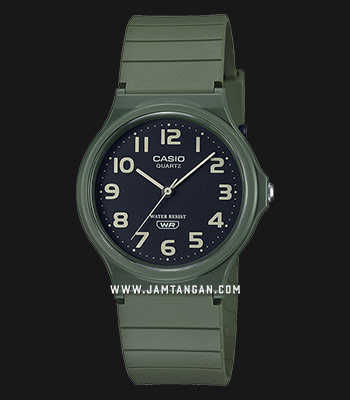 Casio Standard MQ-24UC-3BDF Black Dial Matte Green Resin Band ...