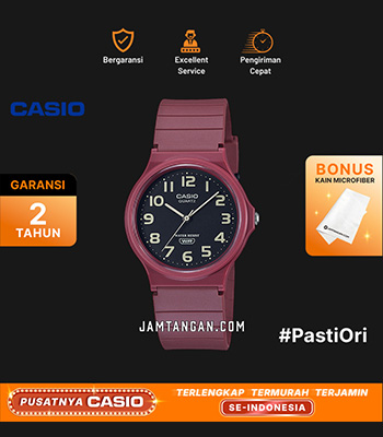 Casio Standard MQ-24UC-4BDF Black Dial Matte Red Resin Band | JAMTANGAN.COM