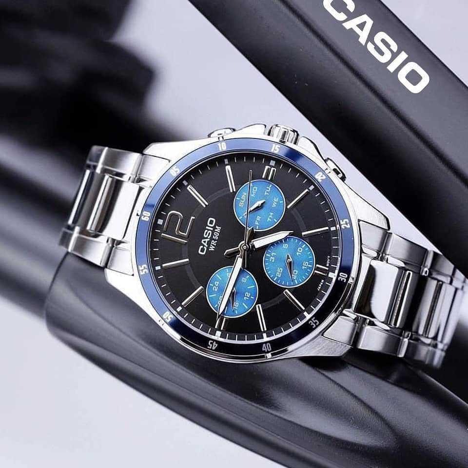 Casio General MTP-1374D-2AVDF Enticer Men Black Dial Stainless Steel Band | Jamtangan.com