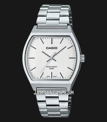 Casio General MTP-B140D-7A MTP-B140D-7AVDF Men White Patterned Dial Stainless Steel Band ...