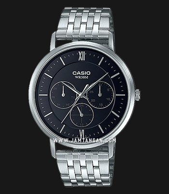 Casio General MTP-B300D-1A MTP-B300D-1AVDF Dress Men Black Dial Stainless Steel Band | Jamtangan.com